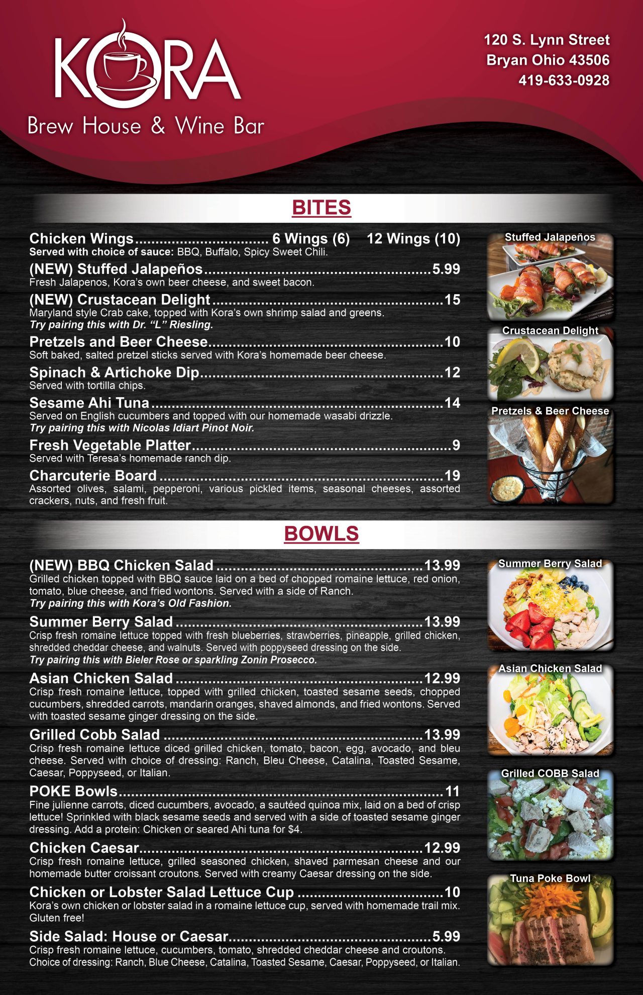 Menu | Kora Brew House & Wine Bar